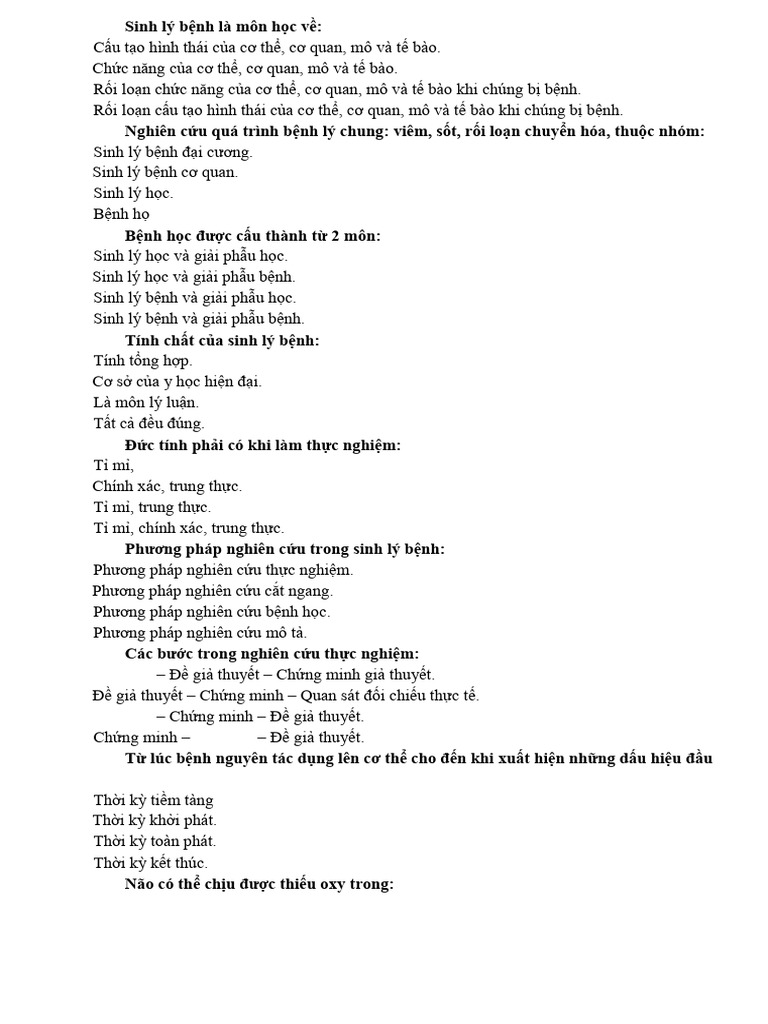 ĐỀ CƯƠNG ÔN THI MÔN SLB MD | PDF