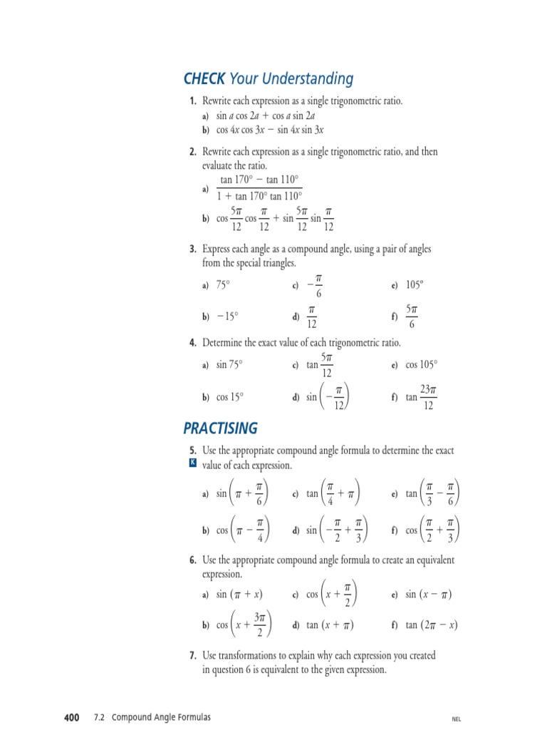 Compound Angle Formula | PDF | Trigonometric Functions | Combinatorics