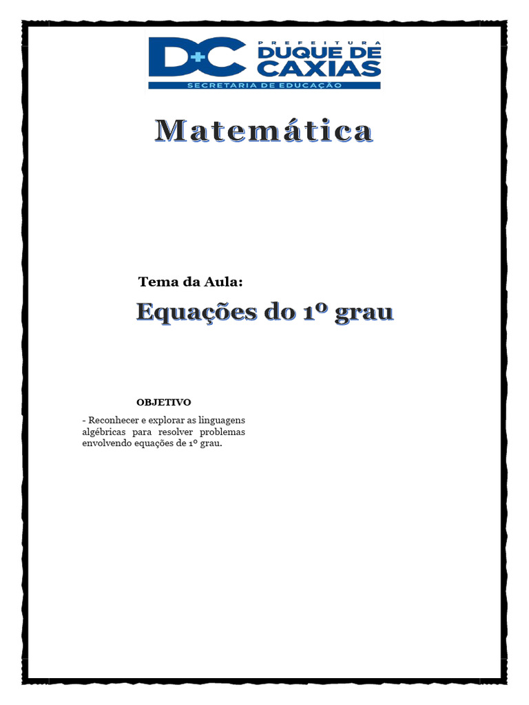 Truques Matemáticos com Equações de 1º Grau | PDF | Equações | Matemática