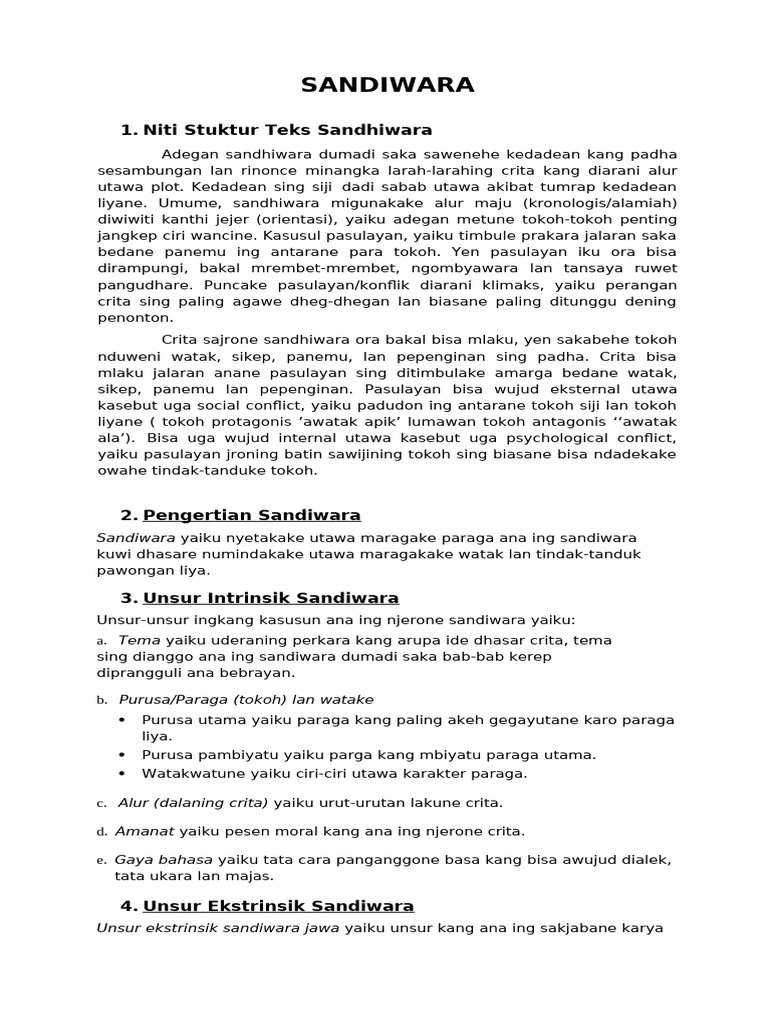 Sandiwara Bahasa Jawa Kelas Xii Hari | PDF