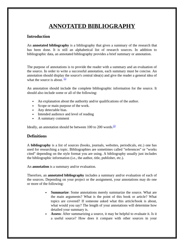 Annotated Bibliography | PDF | Bibliography