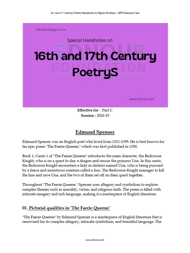 Allegorical Insights in 16th Century Poetry | PDF | The Faerie Queene ...