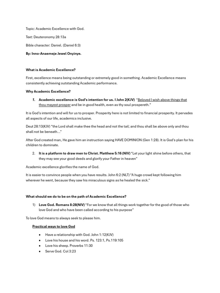 Academic Excellence by Jewel | PDF | Book Of Proverbs | Jesus