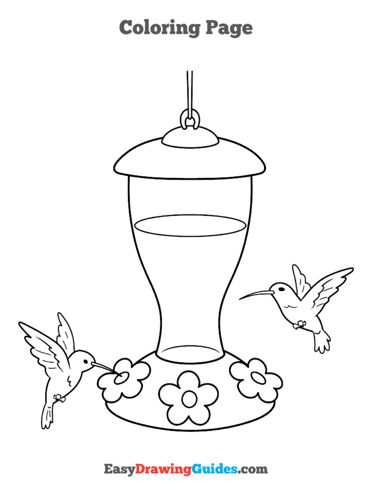 1403 Easy Hummingbird Feeder Coloring Page | PDF
