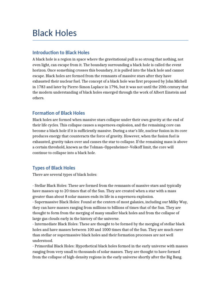 Understanding Black Holes: Types & Impact | PDF | Black Hole | Stars