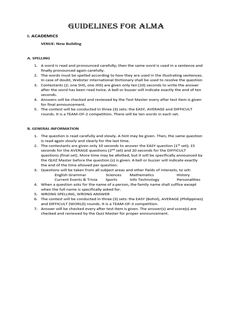 Guidelines For Alma | PDF | Question | Linguistics
