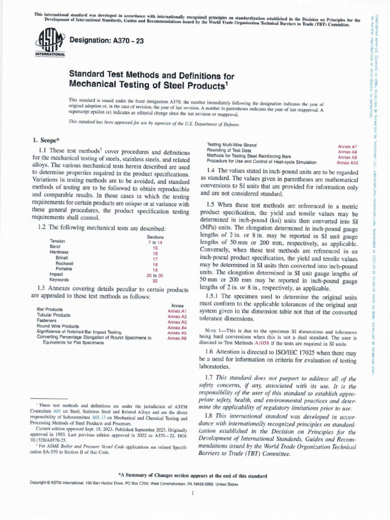 ASTM A370-23 - Original | PDF