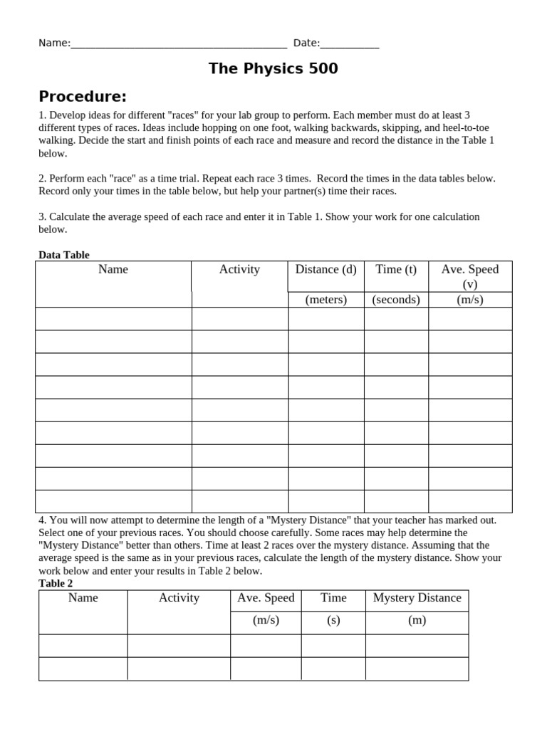 Physics 500 | PDF | Speed | Distance