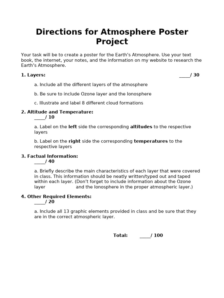 Directions For Atmosphere Poster Project | PDF