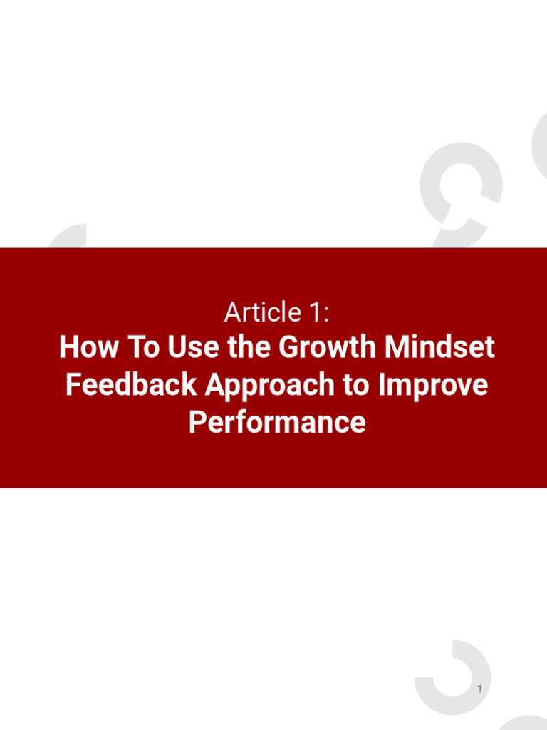 Pre-Reading Articles Module 1 - Growth Mindset and The Power of ...