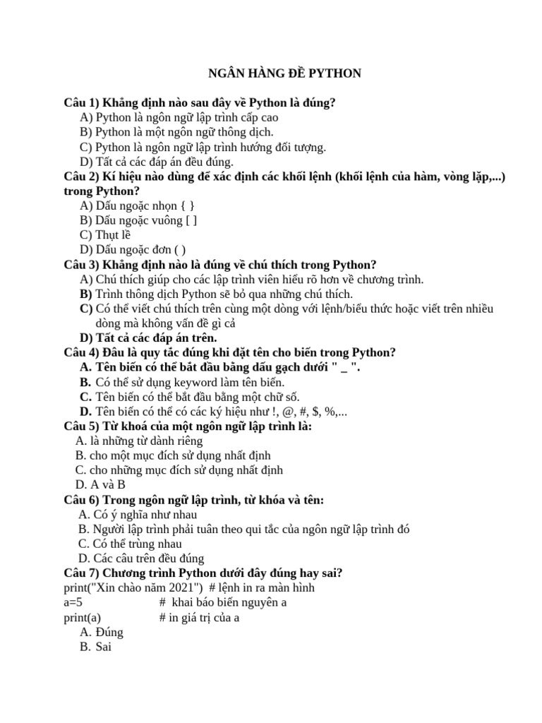 Ngan Hang de Python - 291120237 | PDF