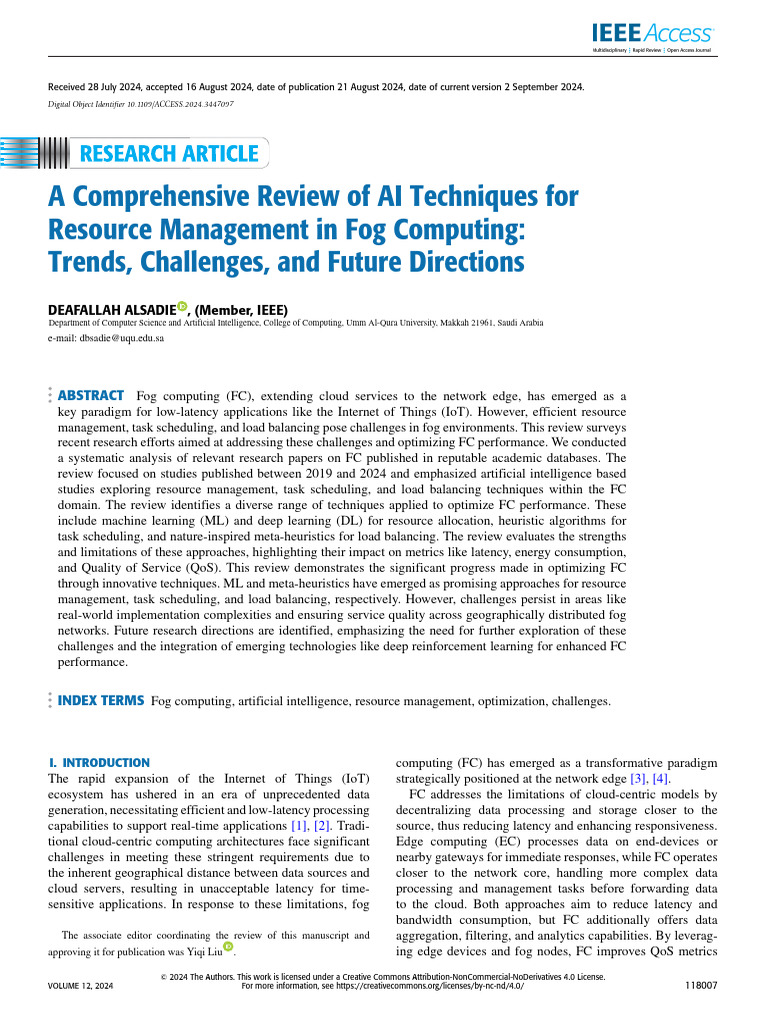 A Comprehensive Review of AI Techniques For Resource Management in Fog ...