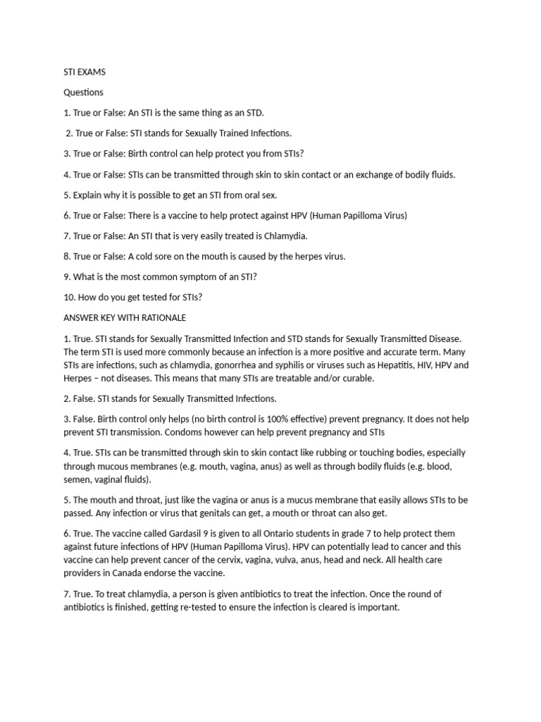 STI-EXAMS | PDF | Sexually Transmitted Infection | Microbiology