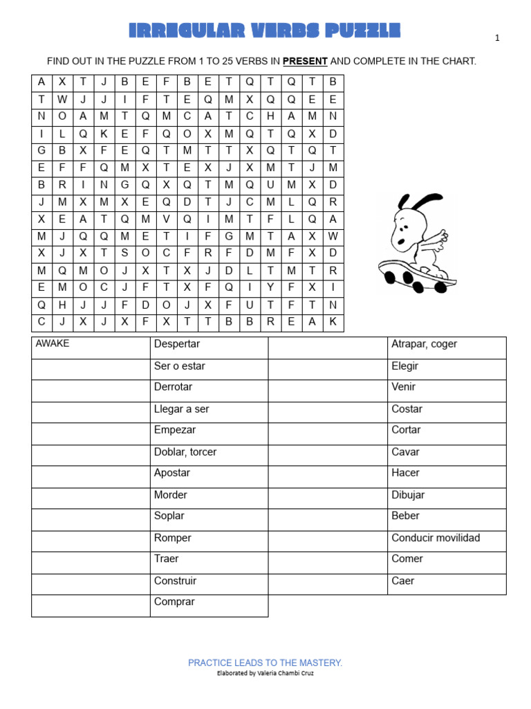 Puzzle de Verbos en Español | PDF | Morfología | Tipología Lingüística