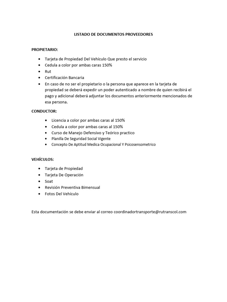 Listado de Documentos Proveedores | PDF