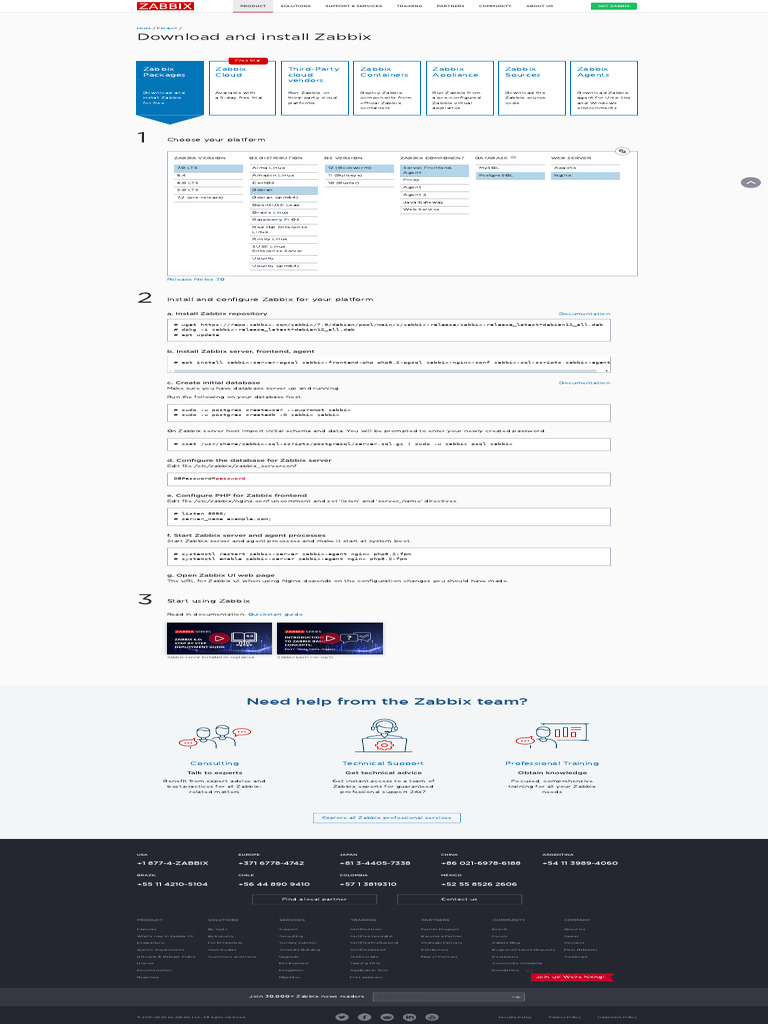 and Install Zabbix 7.0 LTS For Debian 12 (Bookworm), PostgreSQL, Nginx | PDF | Linux | Postgre Sql