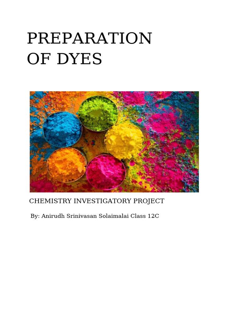 Preparation of Dyes | PDF | Dye | Dyeing