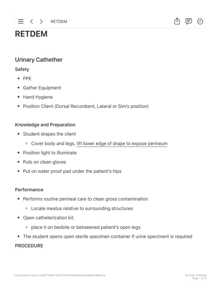 Urinary Catheterization Procedure Guide | PDF