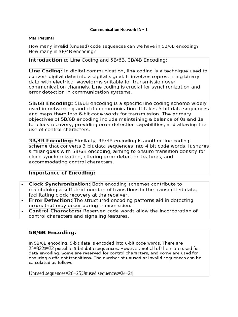 Communication Network IA | PDF | Code | Error Detection And Correction