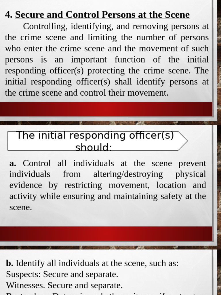 Crime Scene Control and Documentation Guide | PDF | Crime Scene | Crimes
