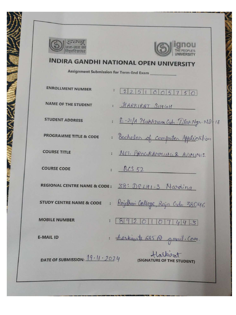 Bca Bcs-52 Network Programming and Administration | PDF