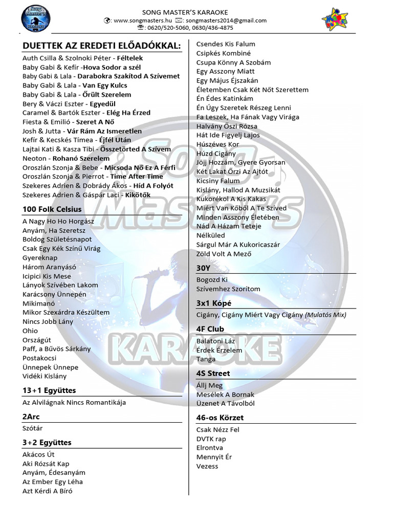 SongMasters Magyar Dalok 20200918 | PDF
