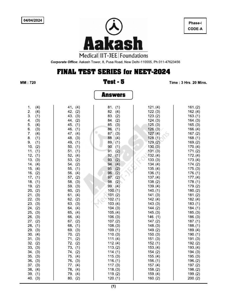 FTS 05 (A) - 04 04 2024 - Sol | PDF