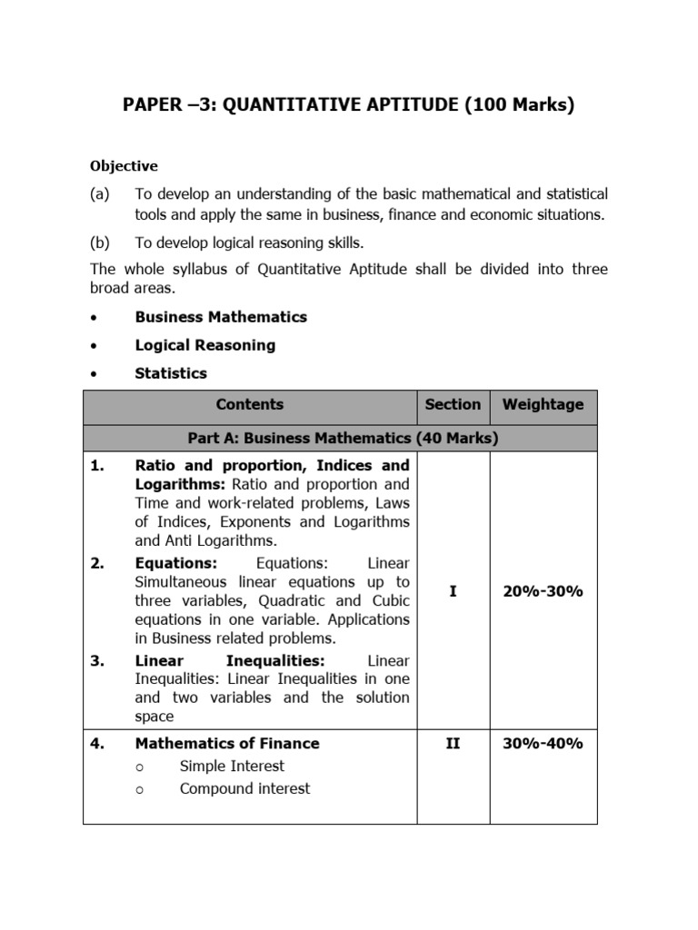 Quantitative Aptitude Syllabus Overview | PDF | Probability ...