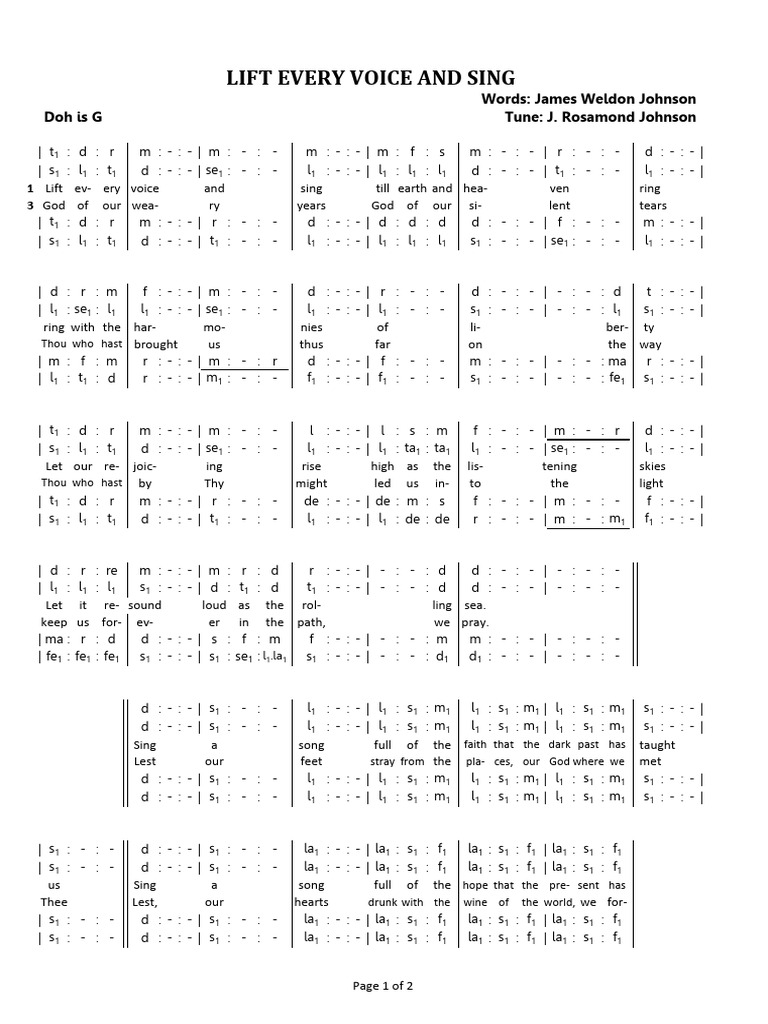 Lift Every Voice and Sing Lyrics | PDF