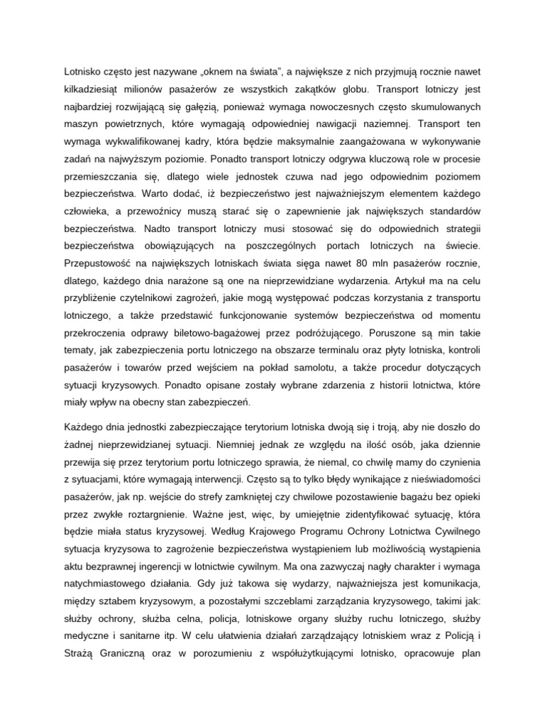 Współpraca Służb W Porcie Lotniczym | PDF