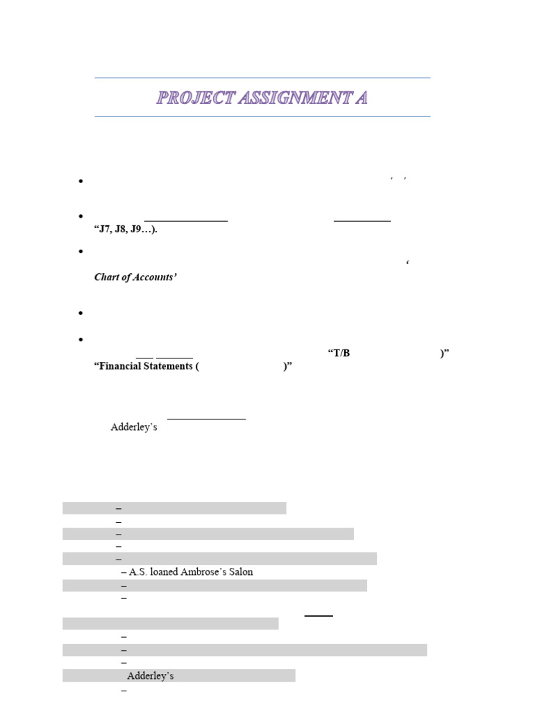 Instructions For Project (A) 2024 | PDF | Debits And Credits ...