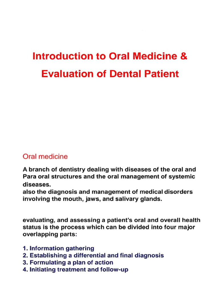 Introduction To Oral Med. | PDF