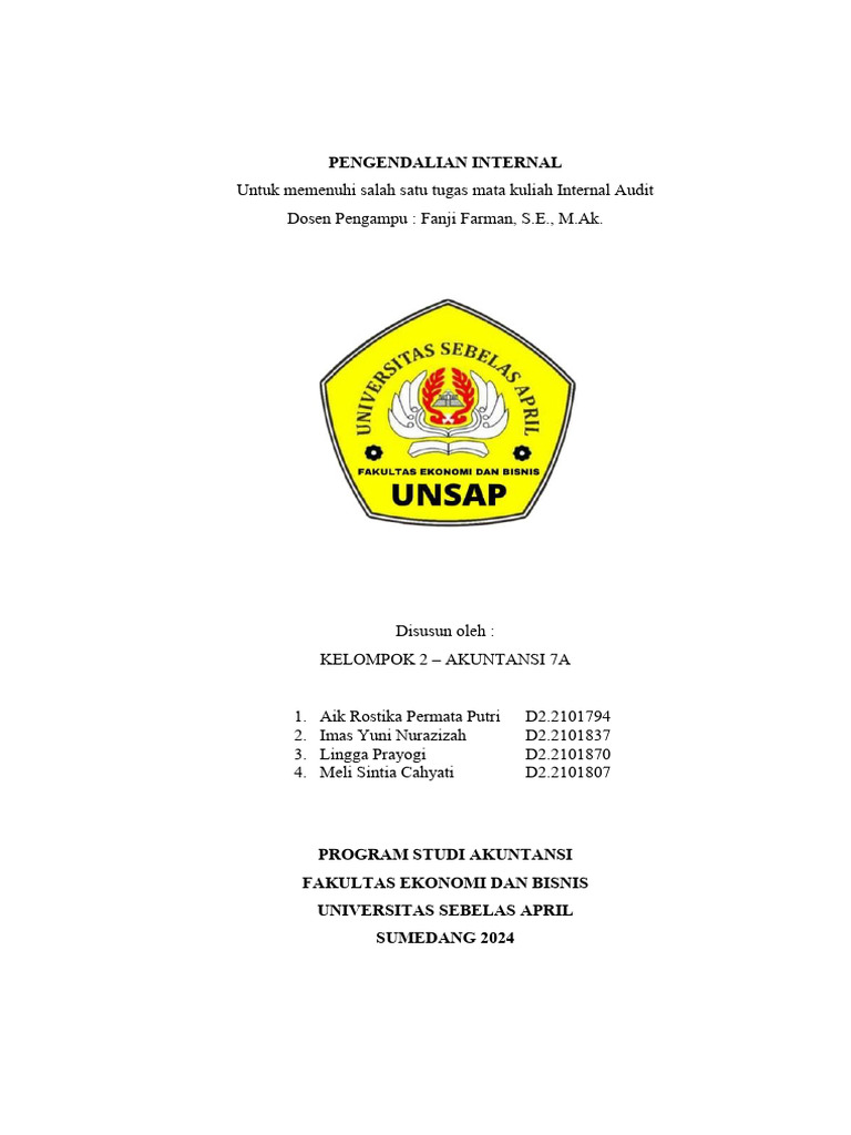 Kel 2 Ak 7a Internal Audit - Pengendalian Internal | PDF