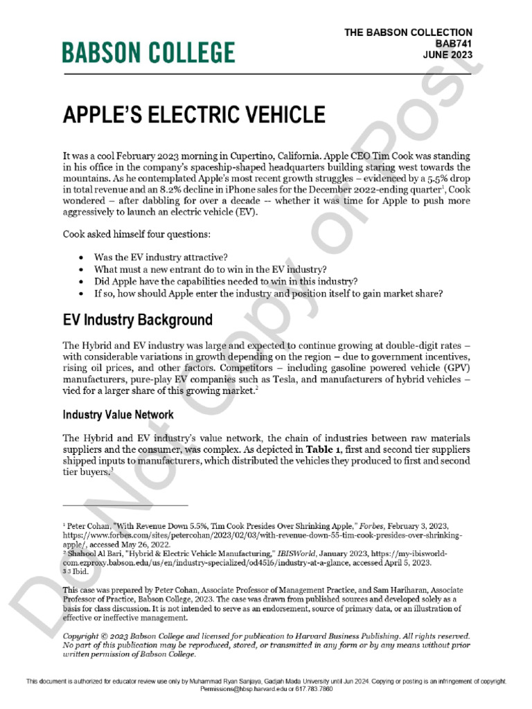 Apples EV - CH 9 Strategic Positioning | PDF | Electric Vehicle | Toyota