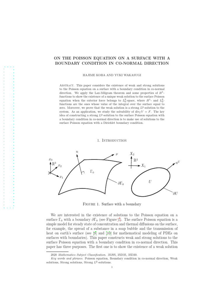 On The Poisson Equation On A Surface With A Boundary Condition in Co-Normal Direction | PDF ...