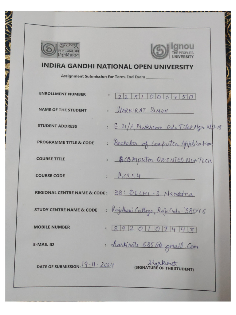 Bca - BCS-54 - Computer Oriented Numerical Techniques | PDF