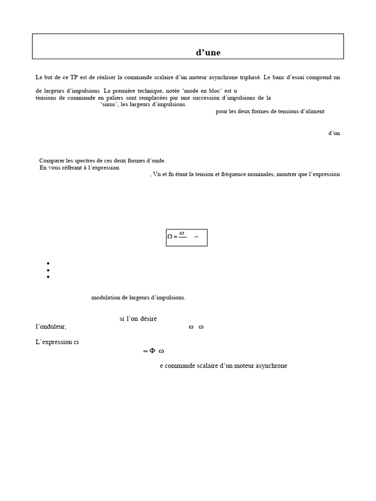 Commande Scalaire d'un Moteur Asynchrone | PDF | Onduleur ...