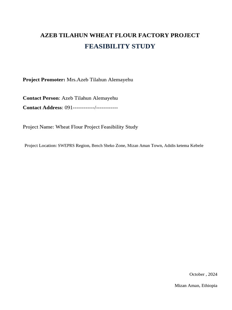 AZEB FEASIBILITY-F DRAFT DBEd | PDF | Agriculture | Economies