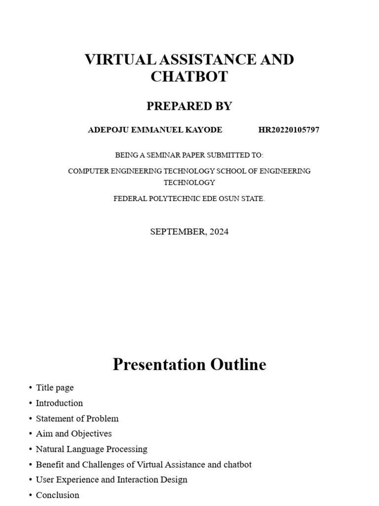 Virtual Assistance and Chatbot | PDF | Artificial Intelligence | Intelligence (AI) & Semantics