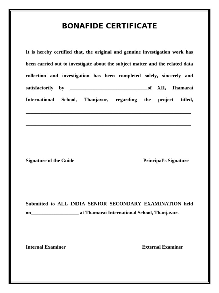 Bonafide Certificate | PDF