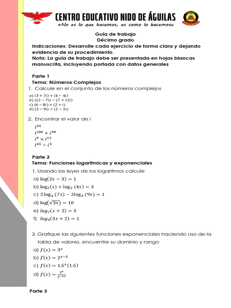 Guia de Ejercicios Decimo | PDF