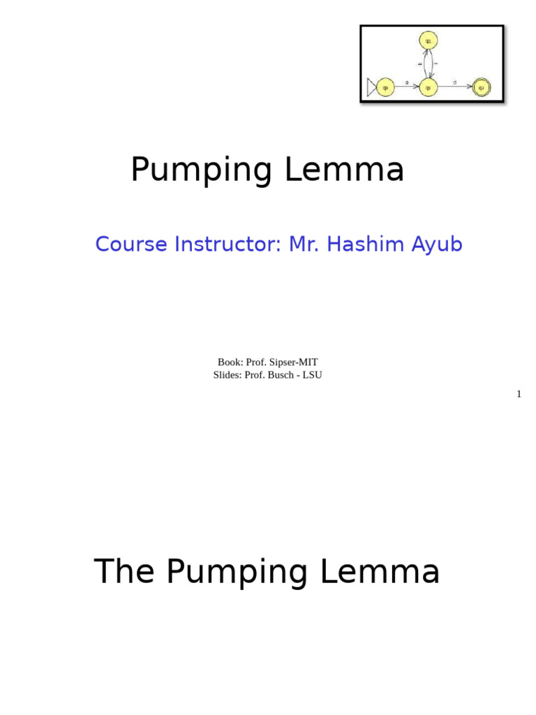 11 Pumping Lemma With Applications | PDF | Mathematics | Mathematical Logic