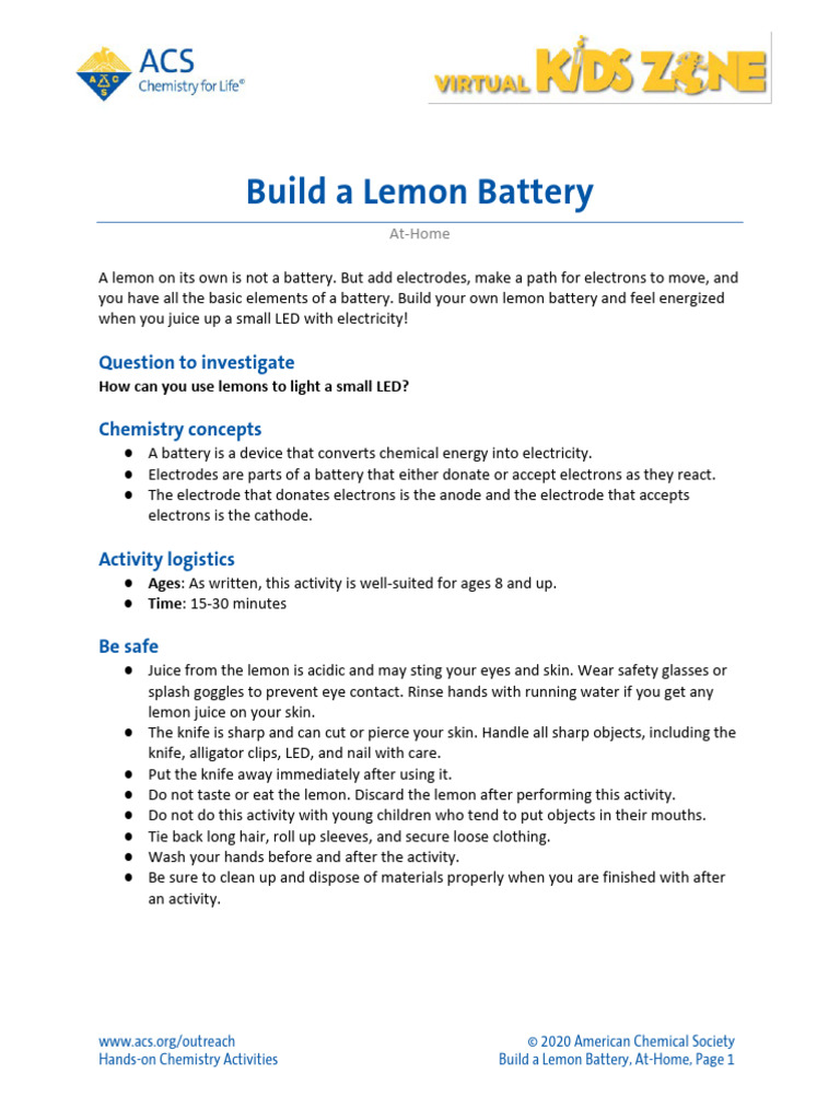 build-a-lemon-battery | PDF | Electrode | Anode