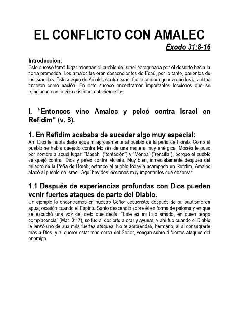Lecciones del Conflicto con Amalec | PDF | Moisés | Diablo