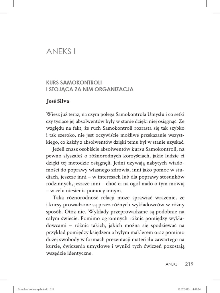 Samokontrola Umysłu - ANEKS | PDF