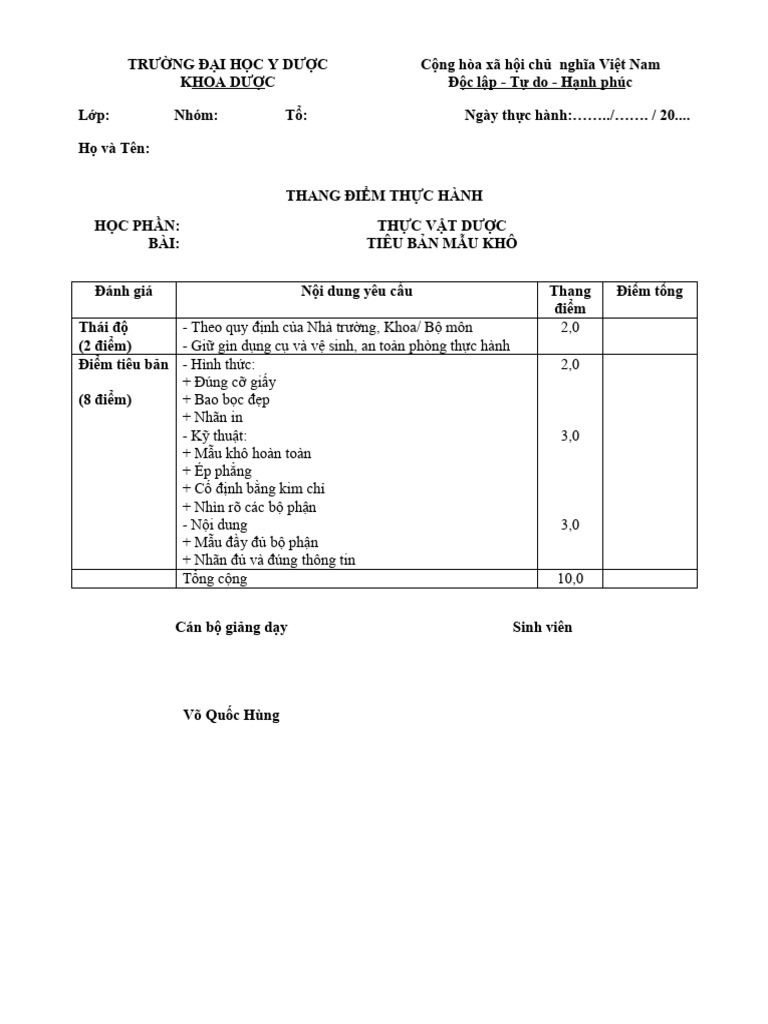 6.thang Diem TH TVD - Bai Tieu Ban Thuc Vat Kho Hung | PDF