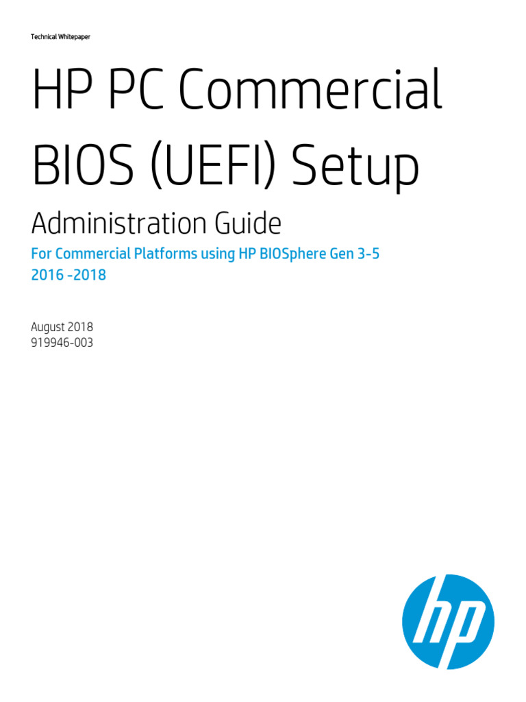 HP PC Commercial BIOS (UEFI) Setup: Administration Guide | PDF | Bios ...