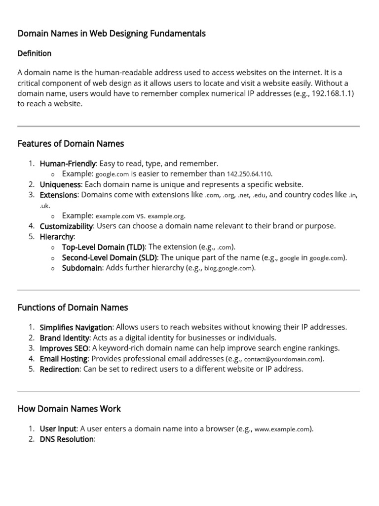 Domain Names in Web Designing Fundamentals | PDF | Domain Name | Domain ...