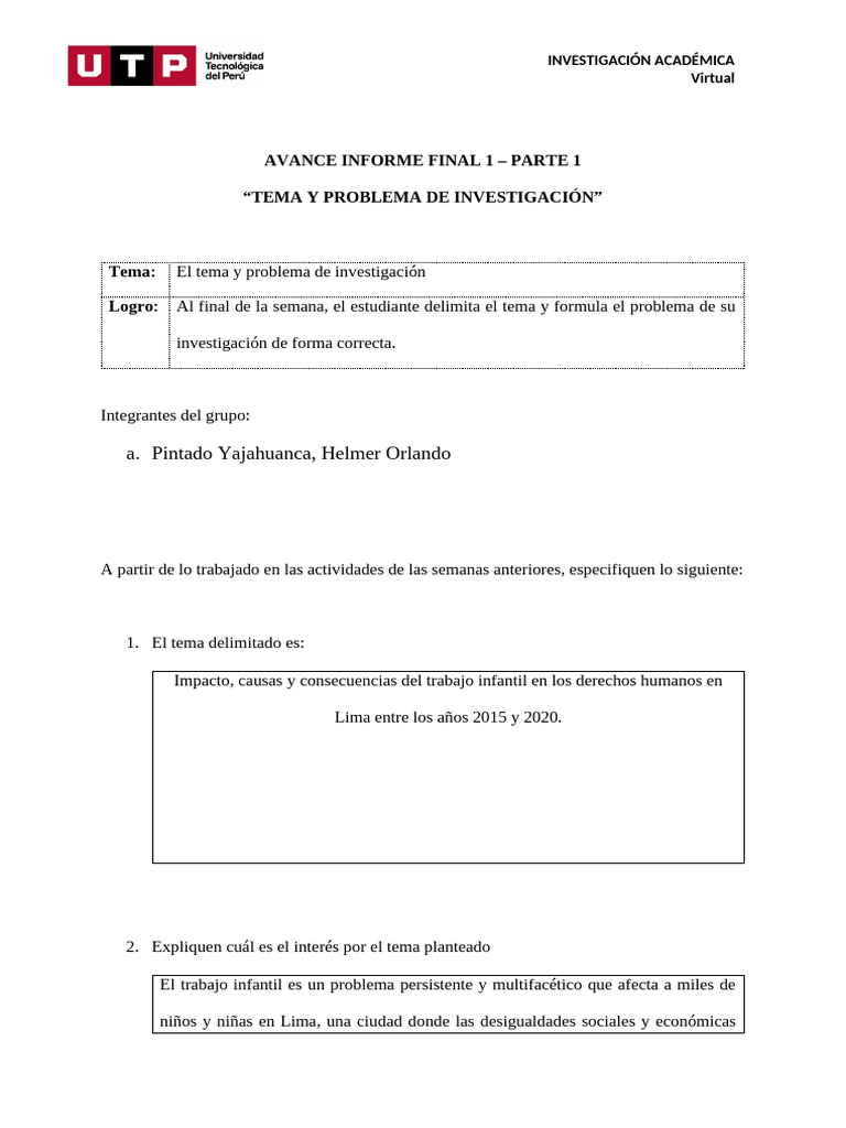 v2 - Trabajo Infantil - Inv Academica - Semana 03 | PDF | Trabajo infantil | Perú