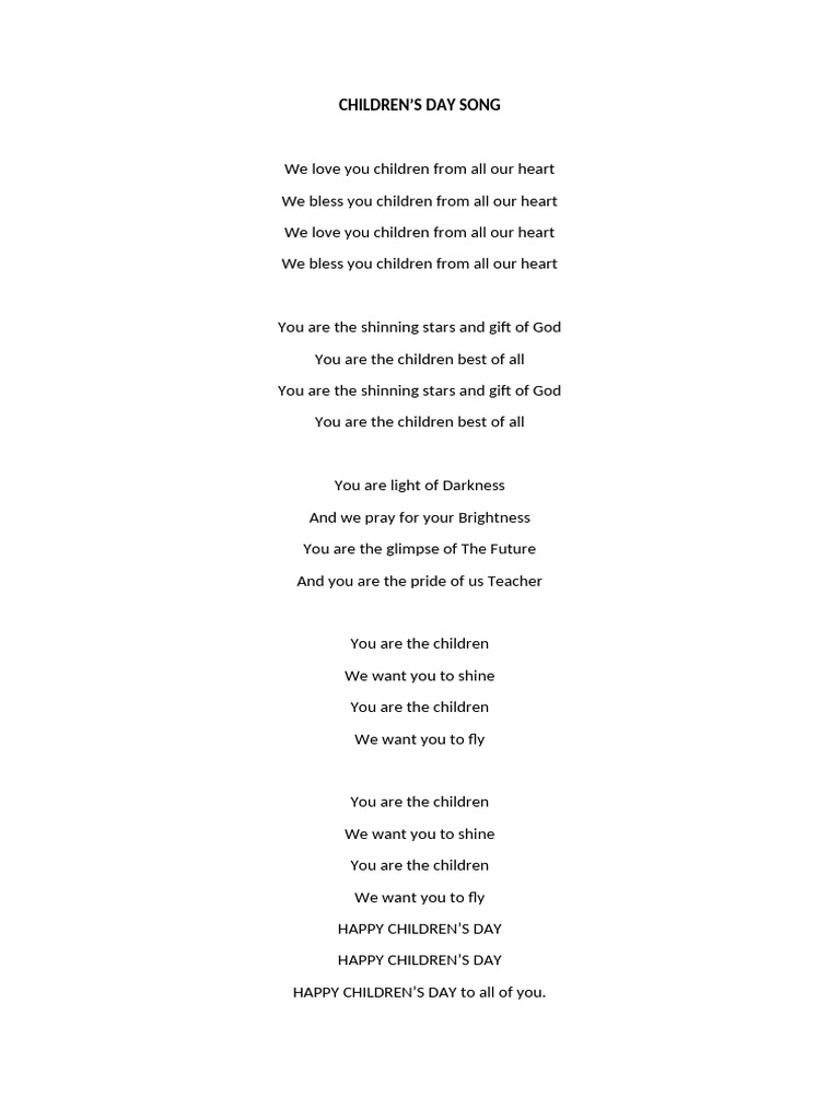 Children's Day Celebration Song | PDF | Language Arts & Discipline